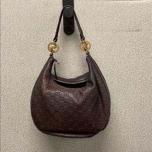 Gucci | Bags | Gucci Brown Leather Shoulder Bag | Poshmark